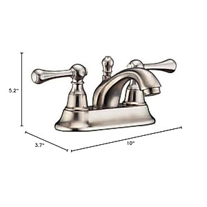 Ana Bath SOLID BRASS CONSTRUCTION Two Handle 4" Centerset Lavatory Faucet, PVD Brushed Nickel Finish