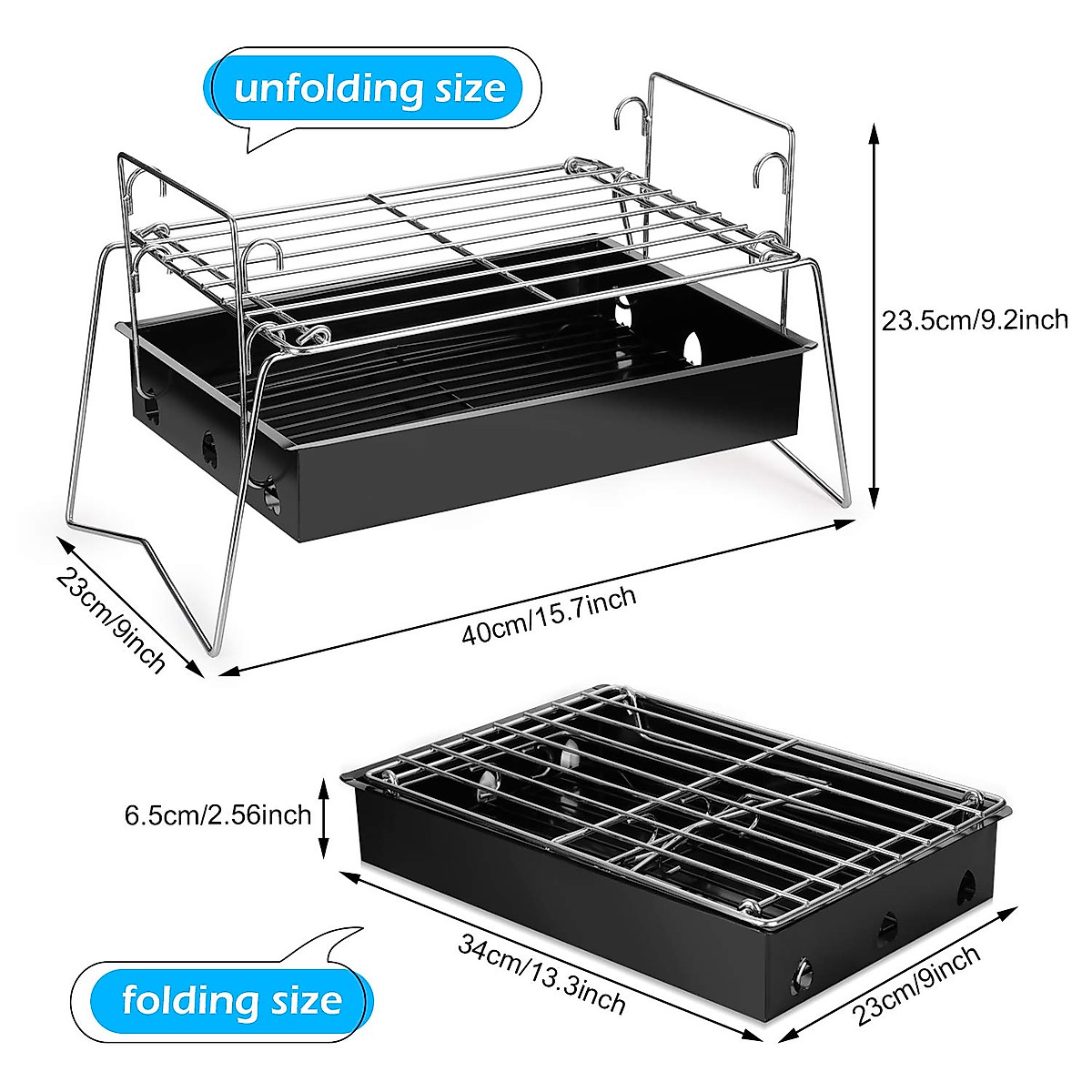 Camping Grill, Grills for Camping Folding & Lightweight Steel Mesh Barbecue Grill Tool, Portable Camping Grill for Outdoor Camping, Cooking, Hiking, Tailgating, Backpacking & Party