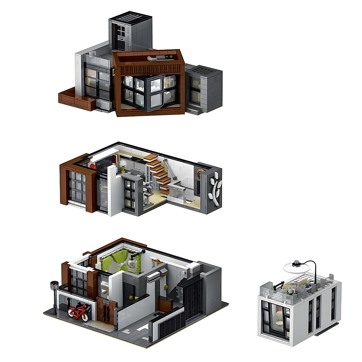 General Jim's Modern Cubist Villa Modular City Building Blocks MOC Bricks Set | Compatible with Lego City Sets and Other Major Brands