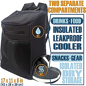 Athletico Golf Cooler Backpack - Soft Sided Insulated Cooler Bag Holds a 12 Pack of Cans or Two Wine Bottles (Black)