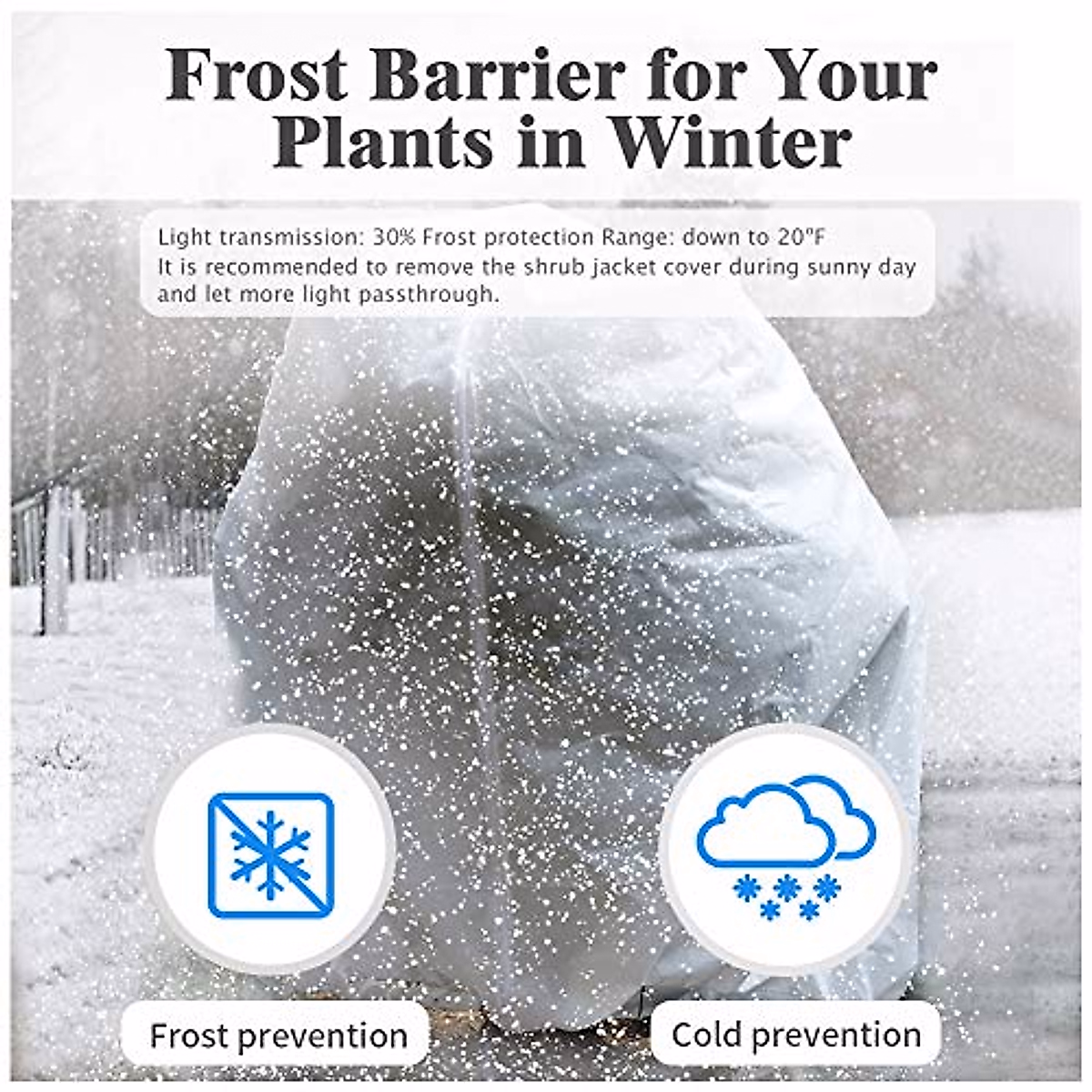 REMIAWY Plant Covers Freeze Protection Frost Blanket for Plants Tree Blanket Cover Shrub Covers Jacket with Zipper Drawstring, Frost Cover for Animal Protection (85”X75” Shrub Jacket 2 oz/sq yd)