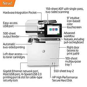 HP LaserJet Enterprise Flow MFP M634h Monochrome All-in-One Printer with built-in Ethernet & 2-sided printing (7PS95A)