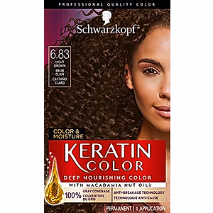 Schwarzkopf Keratin Color, Color & Moisture Permanent Hair Color Cream, 6.83 Light Brown