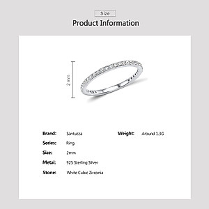 Santuzza 925 Sterling Silver 14K Gold Plated Solid Stackable Ring CZ Simulated Diamond for Women (8, Gold)