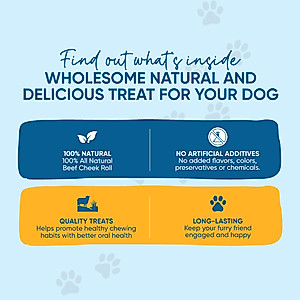 123 Treats - Thick Beef Cheek Retriever Roll for Dogs (6 inches - 10 Count)