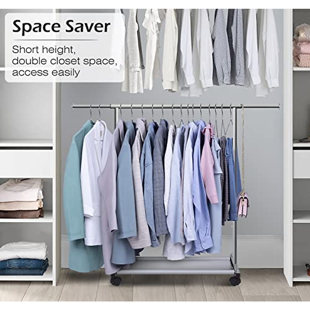 MISSLO Short Clothing Rack + 2 Shelves Clothing Racks