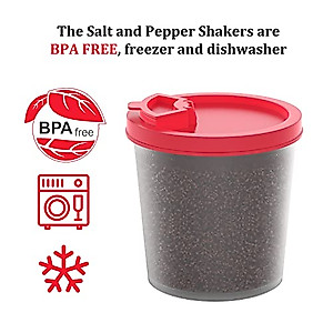 Salt and Pepper Shakers Set of 2 Moisture Proof 4.3oz Plastic Salt Shaker With Lid for Camping Picnic Outdoors Kitchen Clear Airtight Spice Jar 2 Pack - Medium