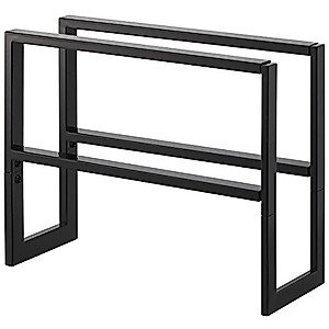 Modern Extendable Two Tier Shoe Rack in Black Finish - Powder Coated Stainless Steel