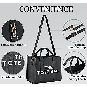 The Tote Bag Birthday Gifts for Women, Black Leather Handbag Crossbody Shoulder Purse Gift with Zipper Utility Trendy Aesthetic Top, Handle Bolsa De Mano Para Mujer for Trendy Travel School