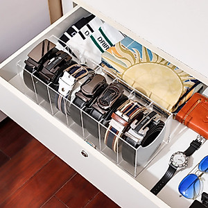 SupApollo Acrylic 7 Compartment Belt Container Storage Holder - Purse Tie Jewelry Watch Bracelets Makeup Storage Box