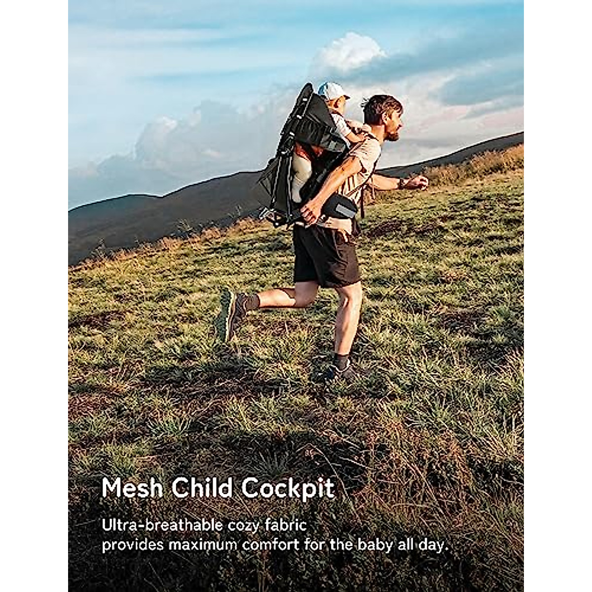 besrey Baby Backpack Carrier, Toddler Hiking Backpack with Safety 3-Height Seat, Adjustable Straps&Waist Belt, Foldable Frame Lightweight Large Capacity Child Carrier for Hiking Black