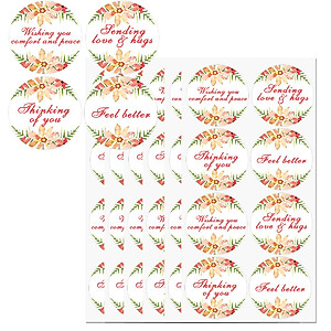 Top label Flower Greeting Label Sympathy Envelope Seals Stickers,2 Inch Get Well and Thinking of You Present Package Stickers,504 Pcs