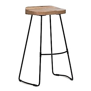 MH London Bar Stool - Perrin Bar Stool. Exclusively Designed Hand Crafted Barstools  Solid Wood Bar Height Bar Stools - Contemporary Design for Backless Wooden Bar Chair for Kitchen Counter