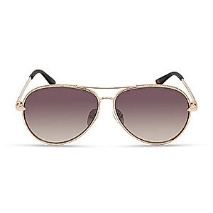 GUESS Women's Classic Aviator Pilot Sunglasses, Gold, 58mm