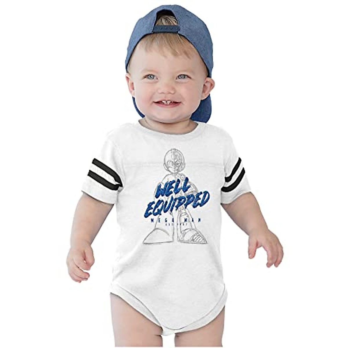 Brisco Brands Mega Man Retro 1990s Anime Cartoon Football Romper Boy Girl