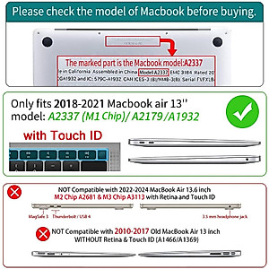 CISSOOK Clear Glitter Star Case for MacBook Air 13 Inch 2021 2020 2019 2018 Release A2337 M1 A2179 A1932, Plastic Sparkly Hard Shell Case with Keyboard Cover for MacBook Air M1 2020-2021 with Touch ID