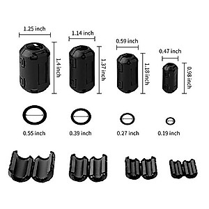 Ferrite Ring Core Black RFI EMI Noise Suppressor Cable Clip-20Pcs