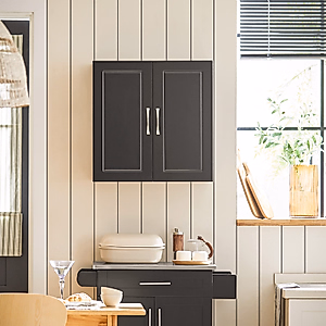 SoBuy Bathroom Kitchen Wall Cabinet, Garage or Laundry Room Wall Storage Cabinet, Bathroom Wall Cabinet, Linen Tower Bath Cabinet, Cabinet with Shelf, Black FRG231-SCH