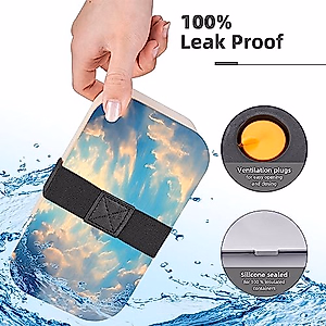 Cloudy Sky Adult Lunch Box, Bento Box, With Cutlery Set Of 3, 2 Compartments, Rectangular, Lunch Box For Adults