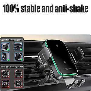 15W Fast Wireless Car Charger Mount Dual Coil - Auto Alignment Clamping Wireless Car Phone Charger, Dashboard Windshield Wireless Charging Car Holder for iPhone15/14/13/12/Pro Max/Samsung Galaxy