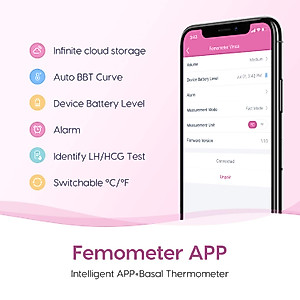 Femometer Smart Basal Thermometer BBT Thermometers Ovulation, Fertility Monitoring Tracking, Smart High-Precision Thermometer for Ovulation Tracking and Prediction Sync with Femometer APP