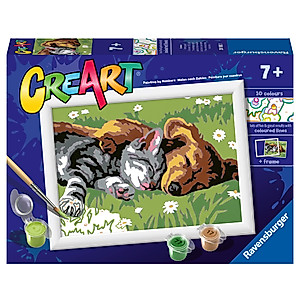 Ravensburger CreArt Sleeping Cat & Dog Paint by Numbers Kit | Easy-to-Use for Kids | Perfect for Home Decor | Ideal Gift for Aspiring Artists - Ages 7 & Up