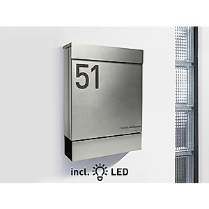 Radius Design Letterman M Wall Mount Modern Design Mailbox Stainless Steel