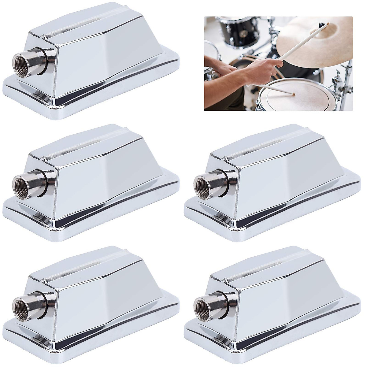 5Pcs Drum Claw Hook, Rectangular Chrome Plated Snare Drum Lug Bass Drum Replacement Parts