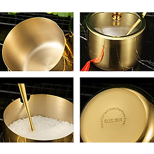 Mozacona Gold Stainless Steel Sugar Bowl Spice Jar Seasoning Pot Storage with Lid Spoon