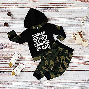 Viworld Baby Boy Pant Outfits Cooler Version of Dad Hoodie Camouflage Pants 2Pcs Casual Clothes(Black,3-4T)