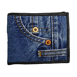 Bijoux de Ja Unisex Blue Denim Small Billfold Purse Wallet