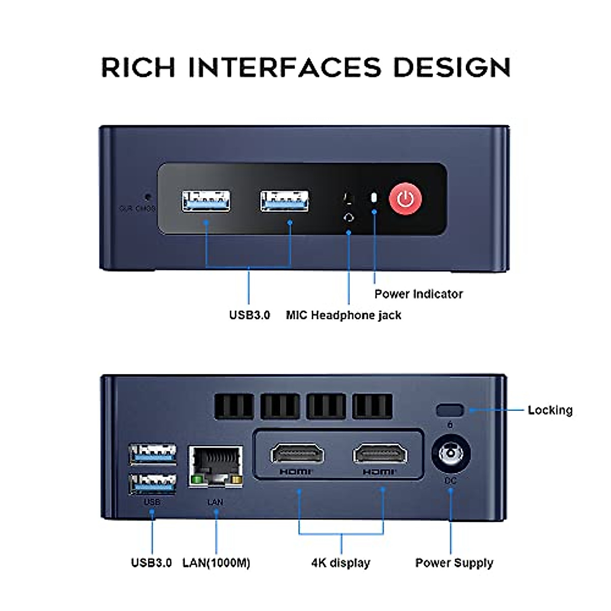 Beelink Mini S Mini PC W11 Pro, Intel 11th Gen N5095 (Max 2.9 GHz), Small Desktop PC 8GB DDR4 RAM 128GB SSD, Mini Computer Support 4K Dual HDMI, WiFi5 Bluetooth 4.0, Gigabit Ethernet, 4USB3.0
