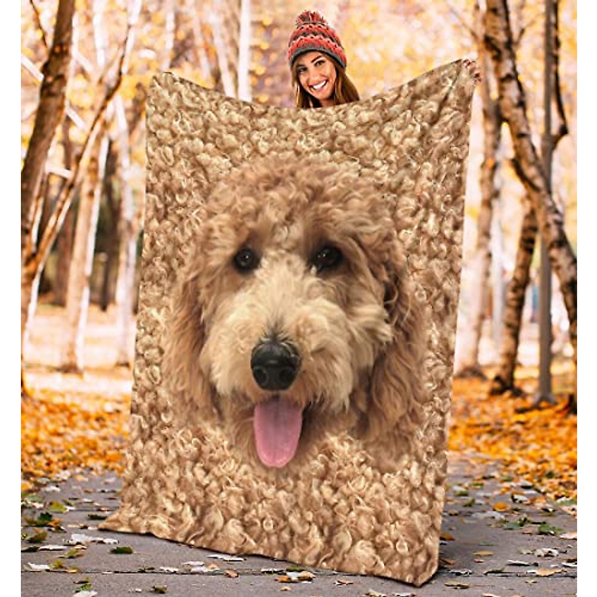 3D Cute Goldendoodle Doodle Funny Dog Mom Gift Premium Quality Sherpa Fleece Throw Blanket 3D Printed Warm Fluffy Cozy Soft Tv Bed Couch Comfy Microfiber Velvet Plush