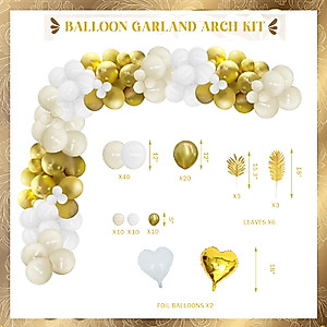 Hombae Engagement Party Decorations, Gold and White Bridal Shower Dimond Fringe Curtain Balloon Garland Leaves He Asked She Said Yes Banner Cake Cupcake Topper Box Cutout I Do Confetti Sash