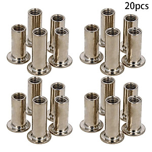 MroMax M6x17mm Nickel Plated Iron Insert Nut Rivet Hex Socket Head Nuts Screw Post Mounting for Furniture Installation Nickel Tone 20Pcs