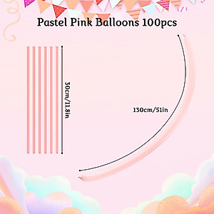 Pink 260 Balloons Pink Long Balloons for Tying Balloon Arch Latex Balloon 100 Pcs Macaron Pink Balloons Long Skinny Balloons Pink 260Q Balloons for Party Suppies Gender Reveal Wedding Decorations