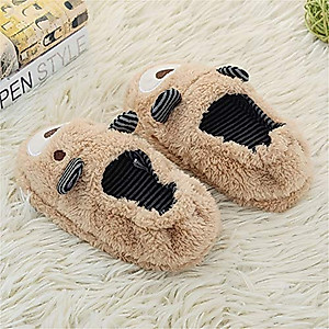AyFUN Toddler Boy's Cartoon Bear Slipper Beige US 11-12