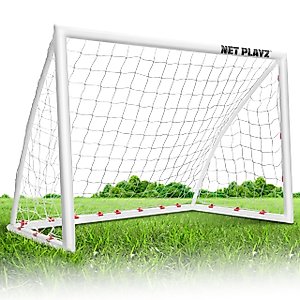 NET PLAYZ Backyard Soccer Goal Soccer Net, 6x4Ft High-Strength, Fast Set-Up (Weatherproof), White, (NOS32240)