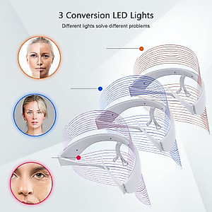 Led Face Mask Light Therapy, 3 Colors Light Therapy Facial Photon Beauty Device for Facial Rejuvenation, Anti-Aging