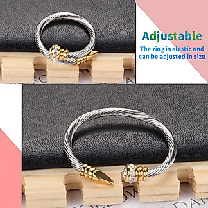 Dorriss Ring for Women Cable Nail Rings Open Adjustable Stackable Cubic Zirconia Vintage Designer Fashion Jewelry Girlfriend Wife Mom