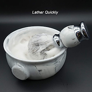 Bicrops Ceramic Shaving Soap Bowl For Men, Non-slip Handle, Wide Mouth, Large Capacity, Easier to Lather-White& Black