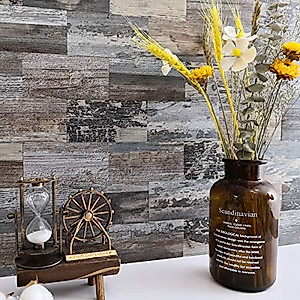 AULIGET 2 Piece Peel and Stick Backsplash PVC Tile, 3" x 6" Rustic Brick Stick on Tiles for Backsplash Kitchen, Bathroom, Laundry Room, Camper, Fireplace