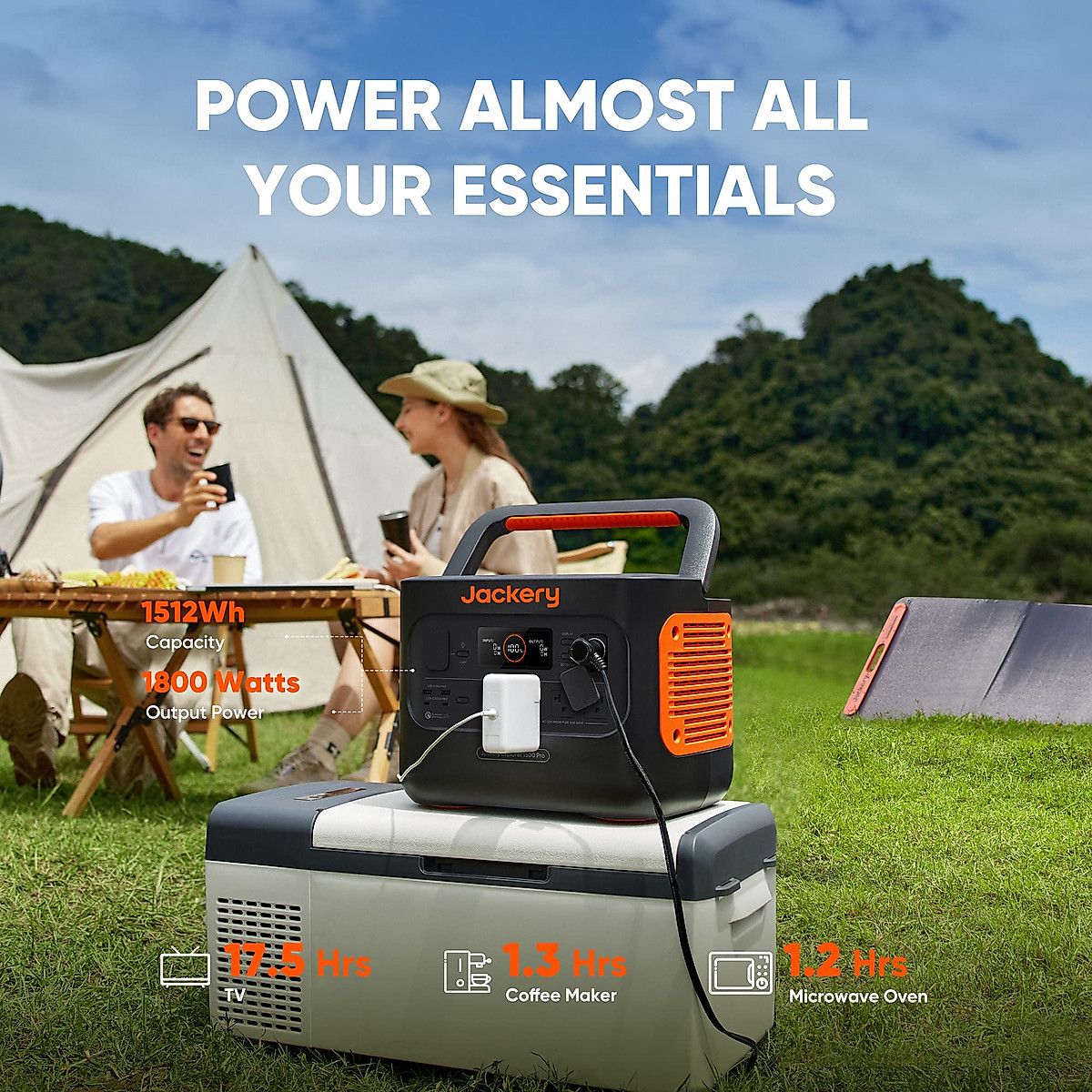 Jackery Explorer 1500 Pro Portable Power Station, Solar Generator with 1512Wh, 2x100W PD Ports, 2H Full Charge, Compatible with SolarSagas, for Outdoor RV, Camping, Emergencies (Solar Panel Optional)