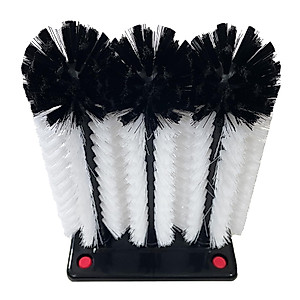 Anchorton Glass Washer Brush - 3 Brush Bar Glass Cleaner - Brushes for Large Cups Glasses and Bottles - Suction Cups for Stable Grip on Sink, Bar and Kitchen Top - Includes Cleaning Cloth