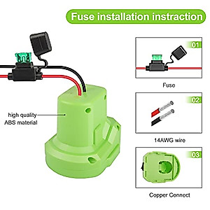 ZLWAWAOL Power Wheel Adapter with Fuse & Switch,Battery Adapter for Ryobi 18V Battery, with 14 Gauge Wire,Power Convertor for DIY Ride On Truck,RC Toys,Robotics and Work Lights