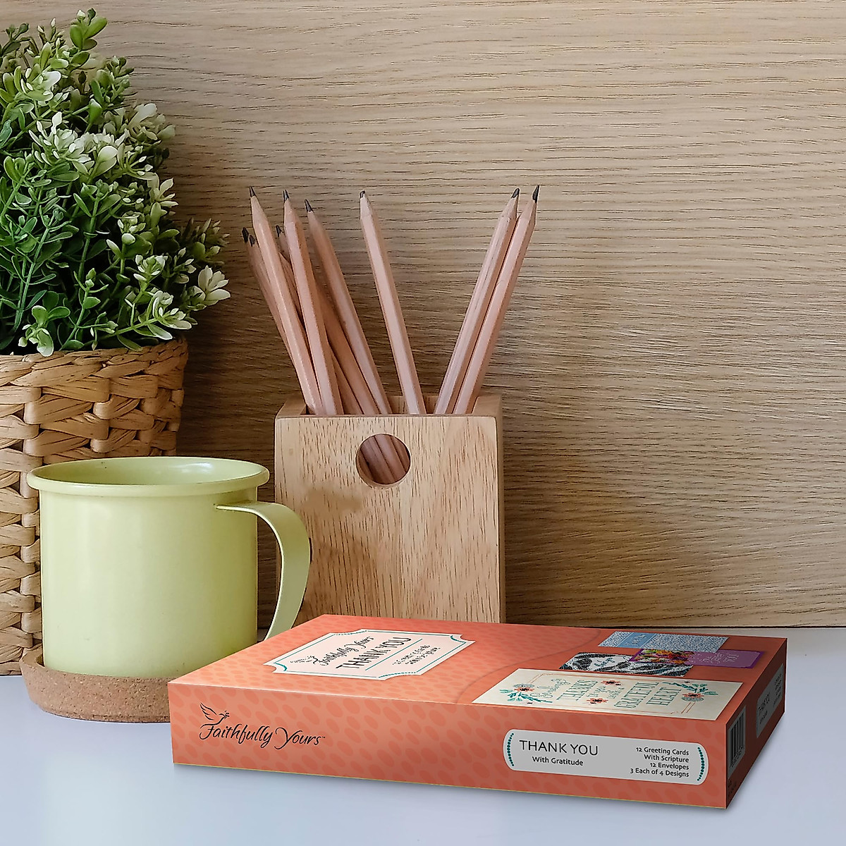 Faithfully Yours Designer Greetings Inspirational Thank You Boxed Card Assortment, With Gratitude with Biblical Scripture Verses (Box of 12 Greeting Cards with Envelopes)