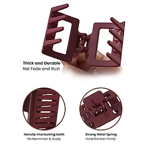 Hair Claw Clips Set - 12 Matte Pieces, Non-Slip Thick and Thin Styles for Thin and Medium Hair, Square Design for Women