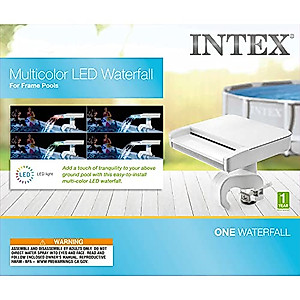 Intex Multi-Color LED Waterfall Cascade for Intex Above Ground Pools, with Hydroelectric Power - No Batteries Required, 14"