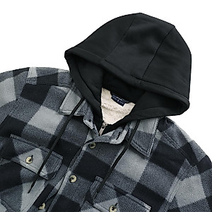 Facitisu Flannel Shirt for Men Zip Up Fleece Warm Plaid Sherpa Lined Hoodie Jacket Big and Tall Winter Coats