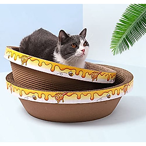 PetPhindU 2PCS Cardboard Cat Scratcher Corrugated Cat Scratcher Cat Scratch Ramp Cat Scratcher Little Scratchers Cat Scratch Bowl Cat Carpet Scratcher Scratchboard for Cat with Cat Grass and Catnip